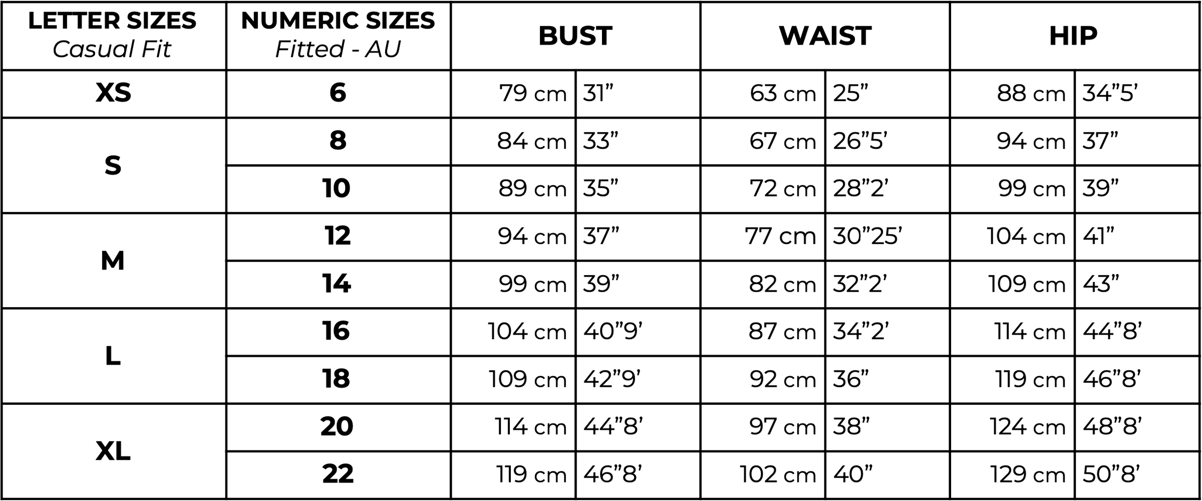 Sizing Guide